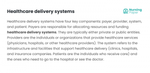 What Are the Main Components of Healthcare Delivery Systems? | Nursing ...