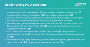 Try PICO Question Nursing Assistance From Relevant Experts | Nursing Paper