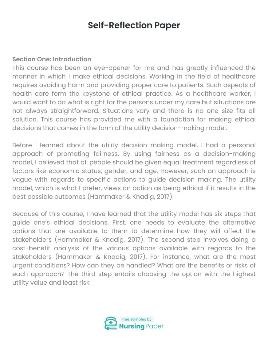 Self Reflection Paper Essay 876 Words Nursing Paper Self Reflection Paper Essay 876 Words Nursing Paper